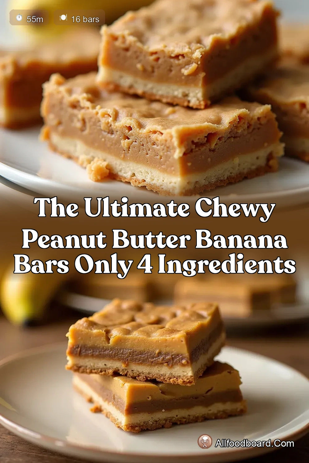Easy 4Ingredient Peanut Butter Banana Bars Recipe - All…